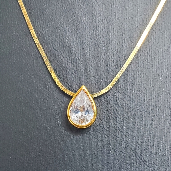 Fas | Jewelry | Fas 925 Sterling Vermeil Petite Crystal Teardrop ...